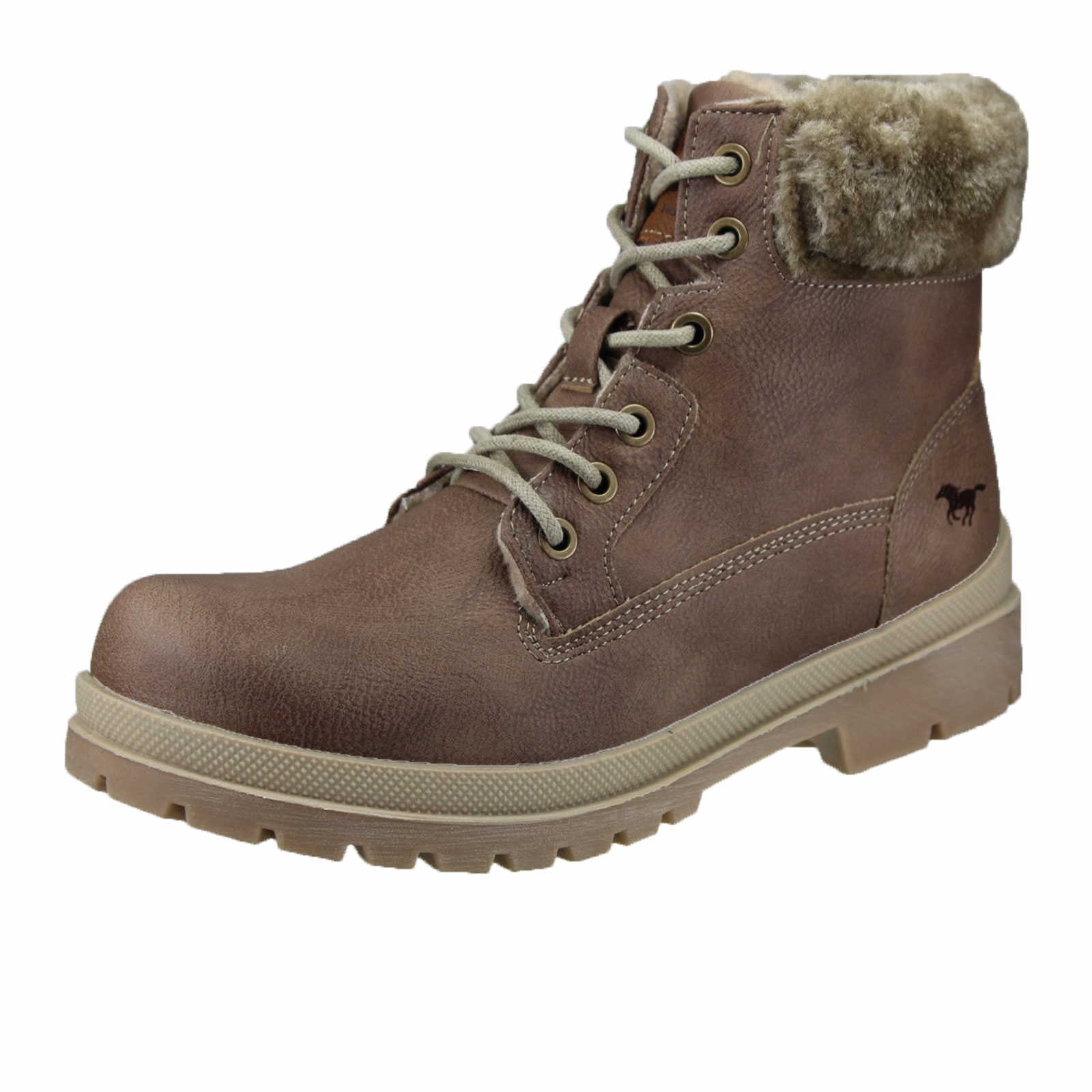Mustang Shoes Schnür-Bootie für Damen in beige | Schuhparadies